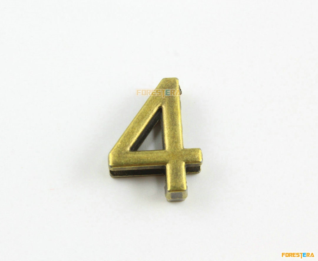 20pcs Antique Brass Number 4 Bracelet Bead Number 4 Chain Bead 18.5mm ...