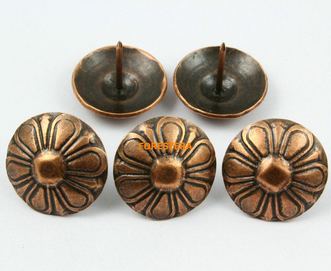 50pcs 23mm Antique Copper Upholstery Tacks Nails Flower Tack Nail (TN13 ...