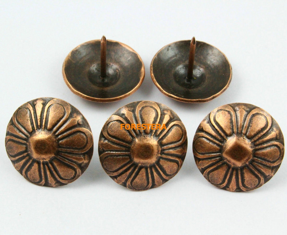 50pcs 23mm Antique Copper Upholstery Tacks Nails Flower Tack Nail (TN13 ...