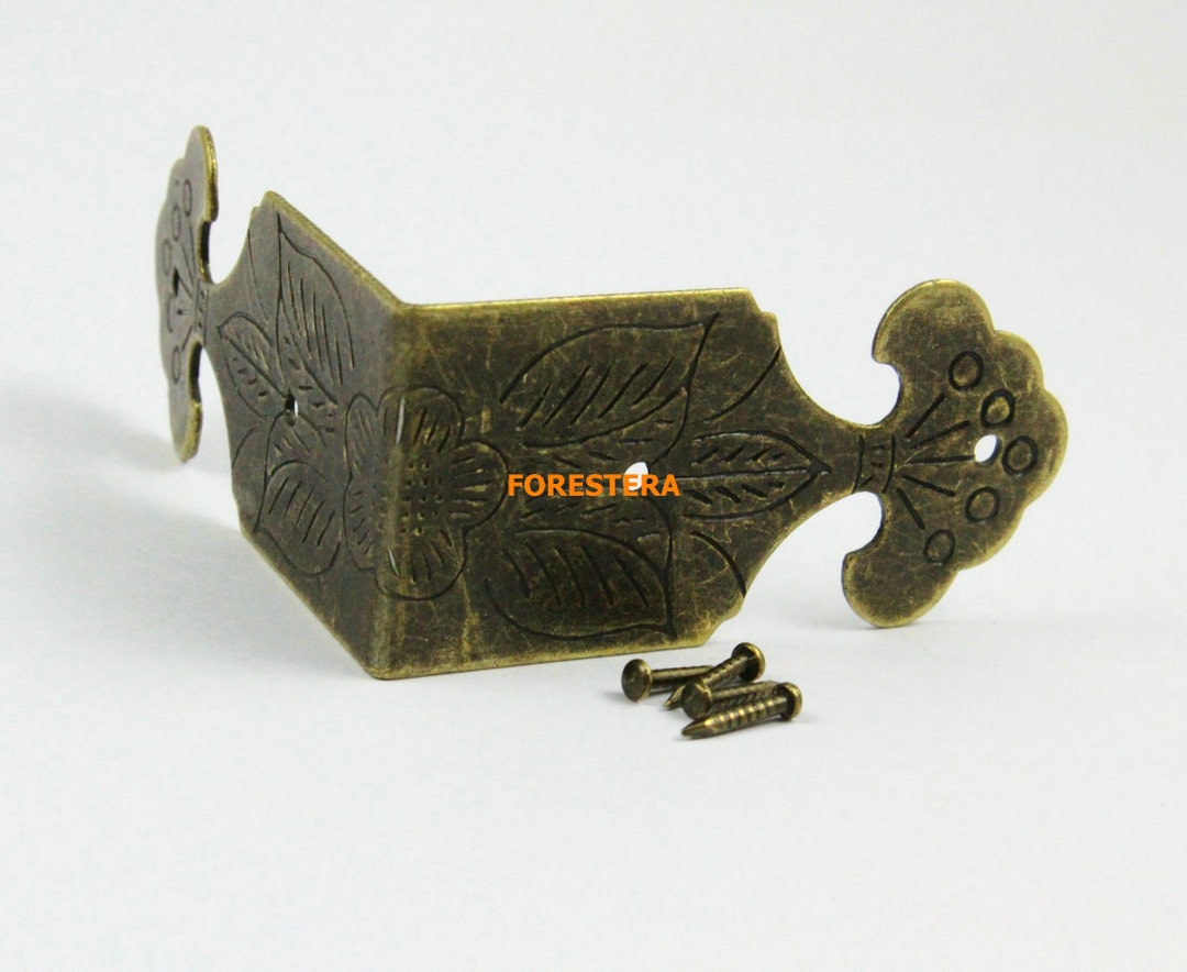 4pcs Antique Brass Jewelry Box Corner Decoration Corner Protection ...