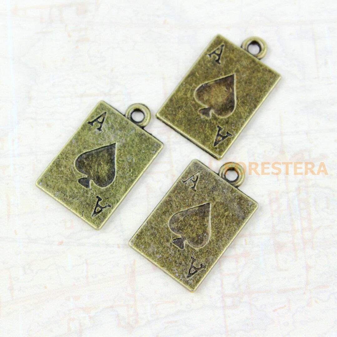 15pcs Antique Brass Spades Ace Charm Spades Ace Pendant 17x12mm (PND167 ...