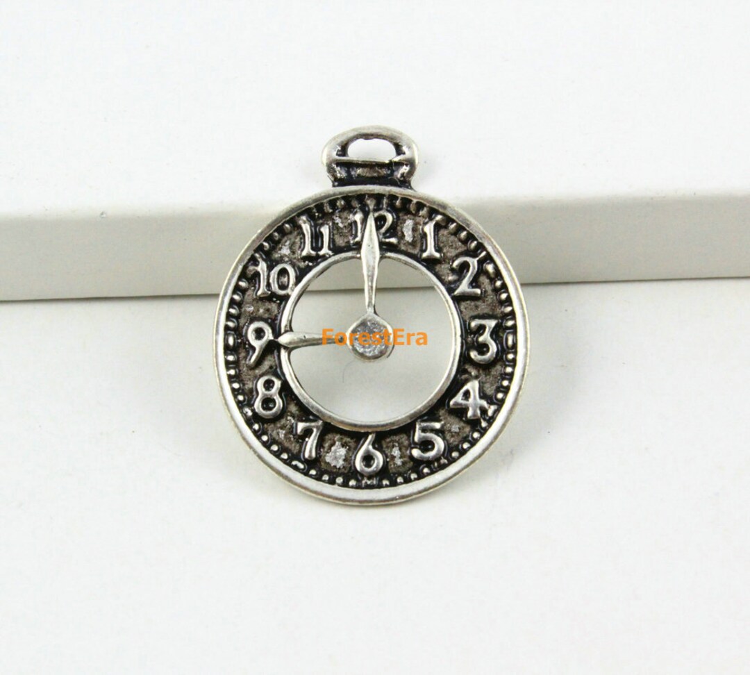 20pcs Antique Silver Clock Charm Clock Pendant 25x20mm (PND633) - Etsy