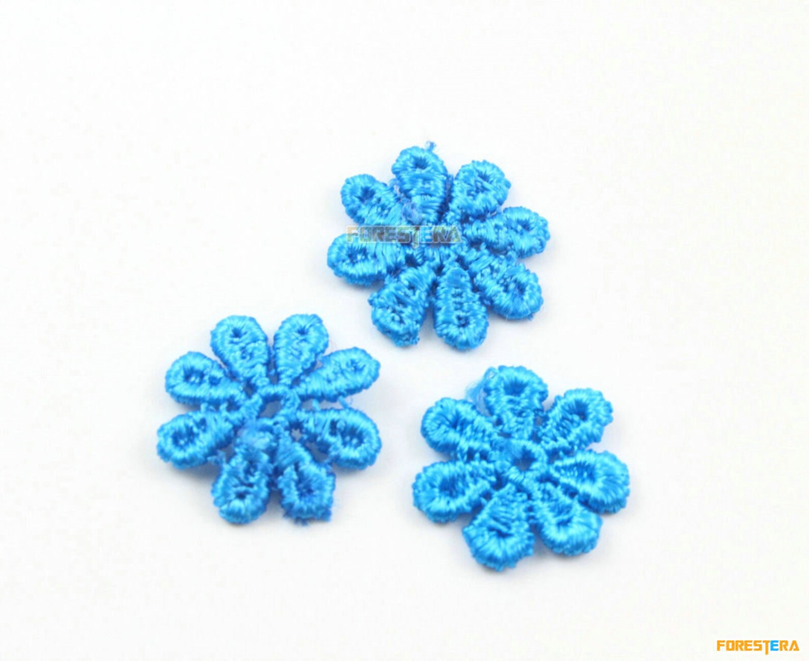 25 Pieces Flower Lace Applique Blue Terylene Embroidered Lace Patch 1 ...