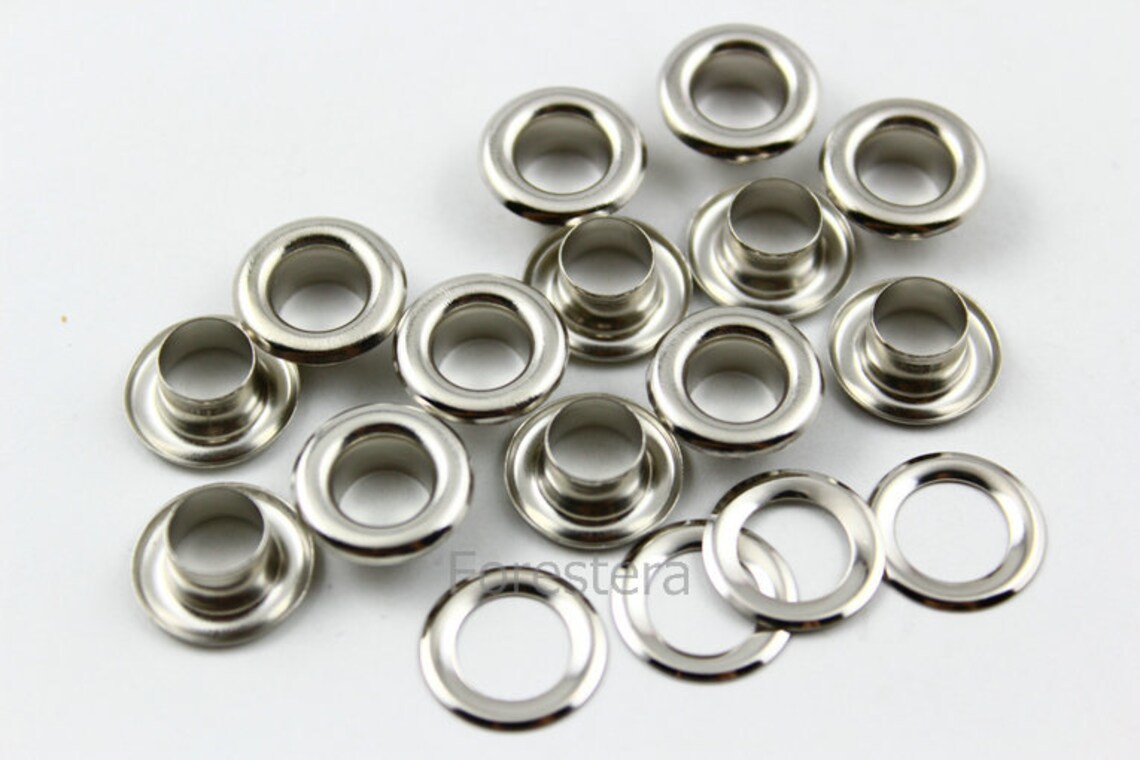 100pcs 13mm Silver Round Grommet Eyelet - 13mm X 7mm X 5.5mm OD * ID ...