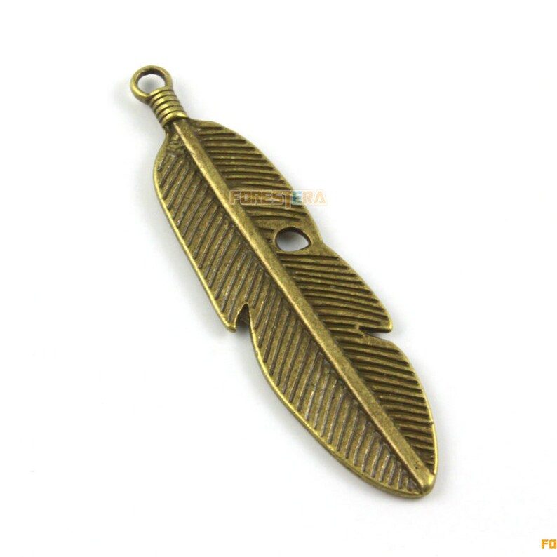 10pcs Antique Brass Feather Charm Feather Pendant 59x15mm - Etsy