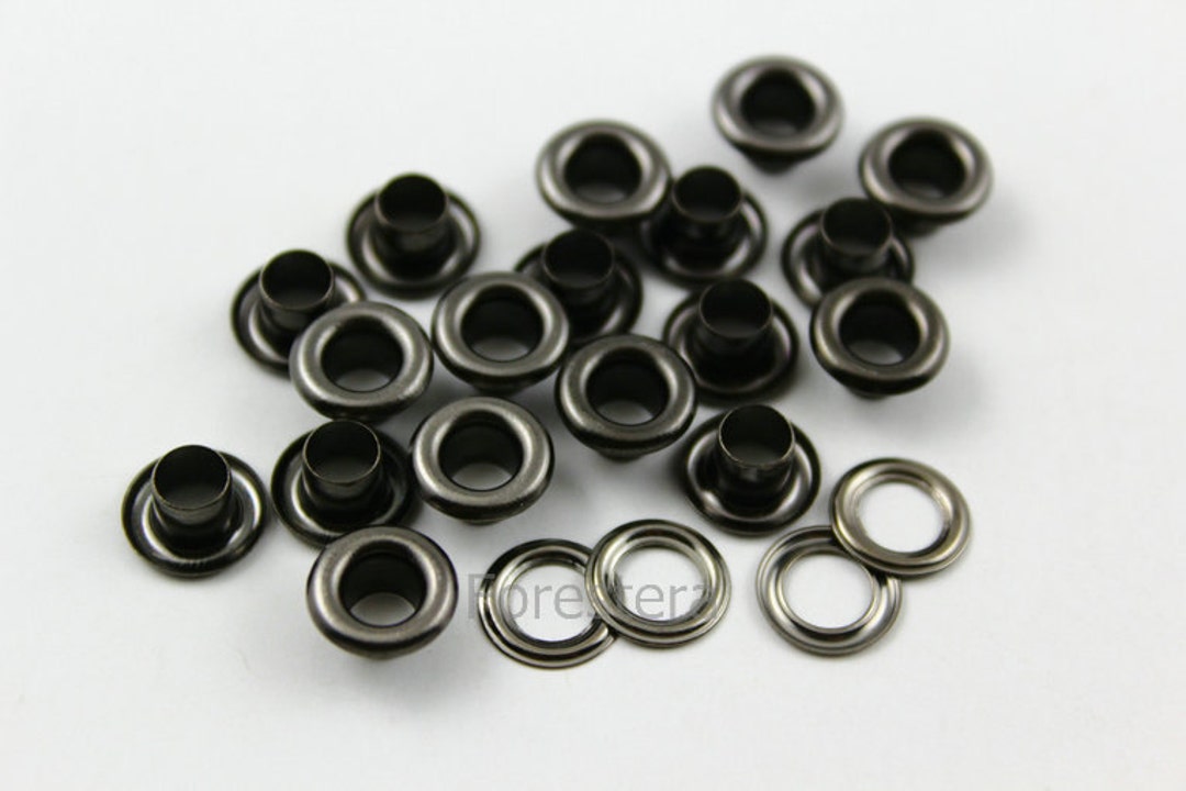 100pcs 9mm Gunmetal Round Grommet Eyelet - 9mm X 4.5mm X 5mm OD * ID ...