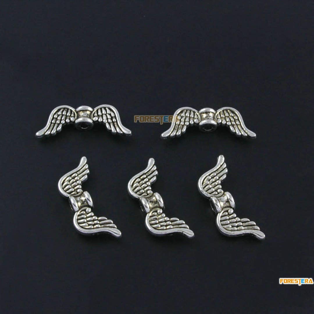 50pcs Antique Silver Wing Bead Wing Charm Wing Bracelet Bead Wing ...