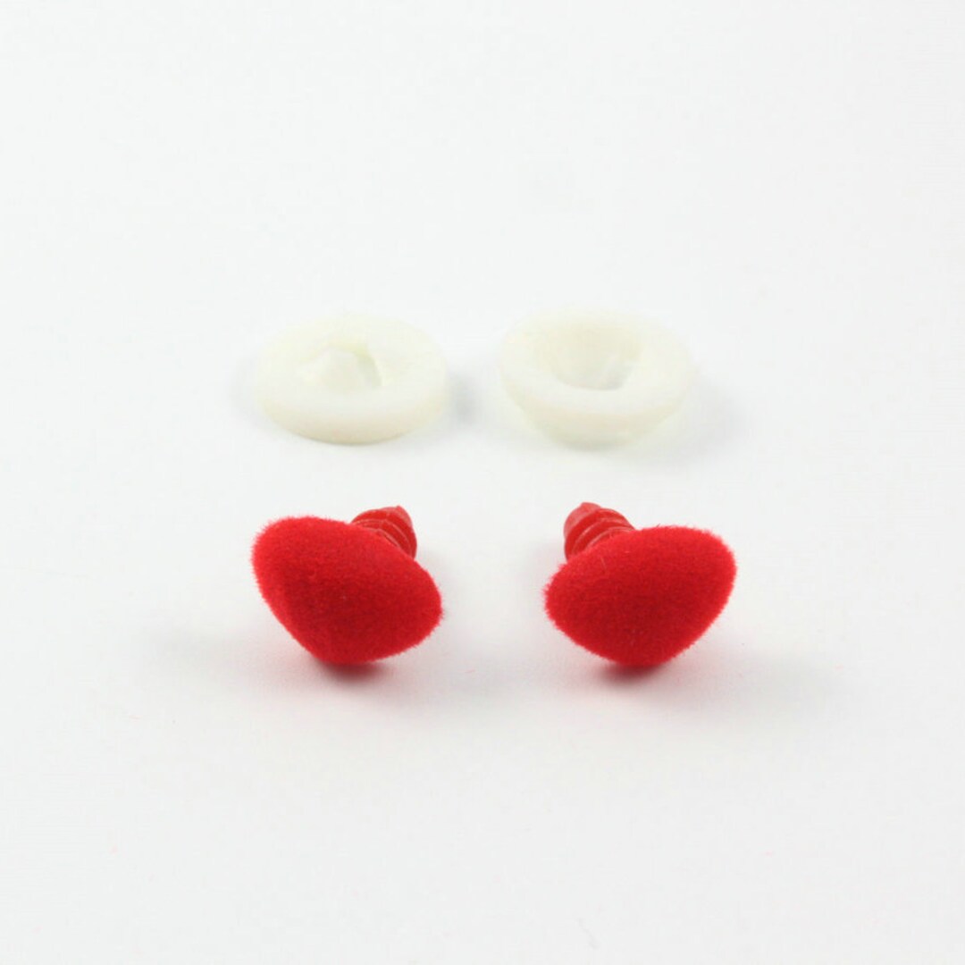 60 Pieces 11mm Red Fuzzy Flock Nose , Safety Animal Doll Nose, Teddy ...