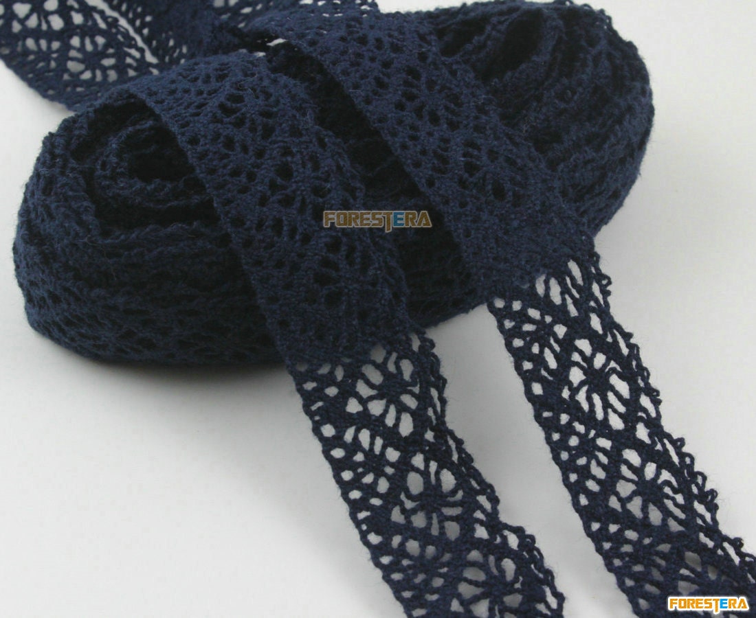 Cotton Lace Trim Midnight Blue Floral Lace Ribbon 2cm Width - Etsy