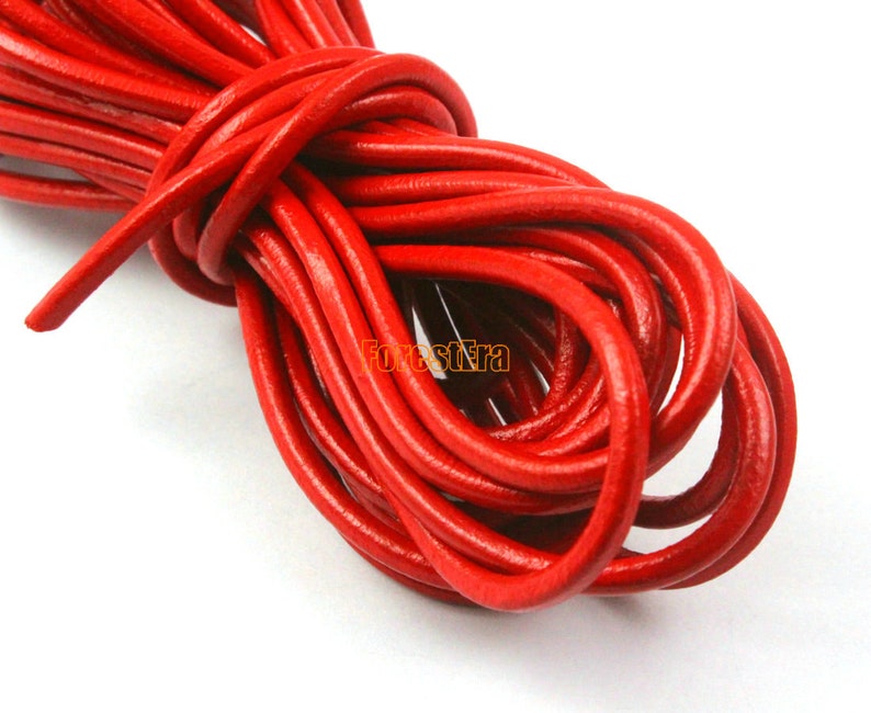 5 Yards 3mm Leather Cord Red Leather Belt Round Leather Cord Genuine ...