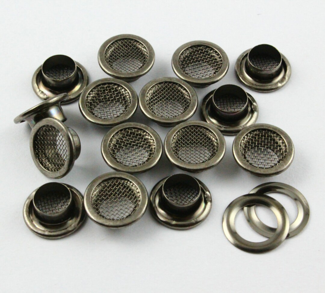 100pcs 12mm Gunmetal Mesh Grommet Eyelet - 12mm X 7mm X 5mm OD * ID ...