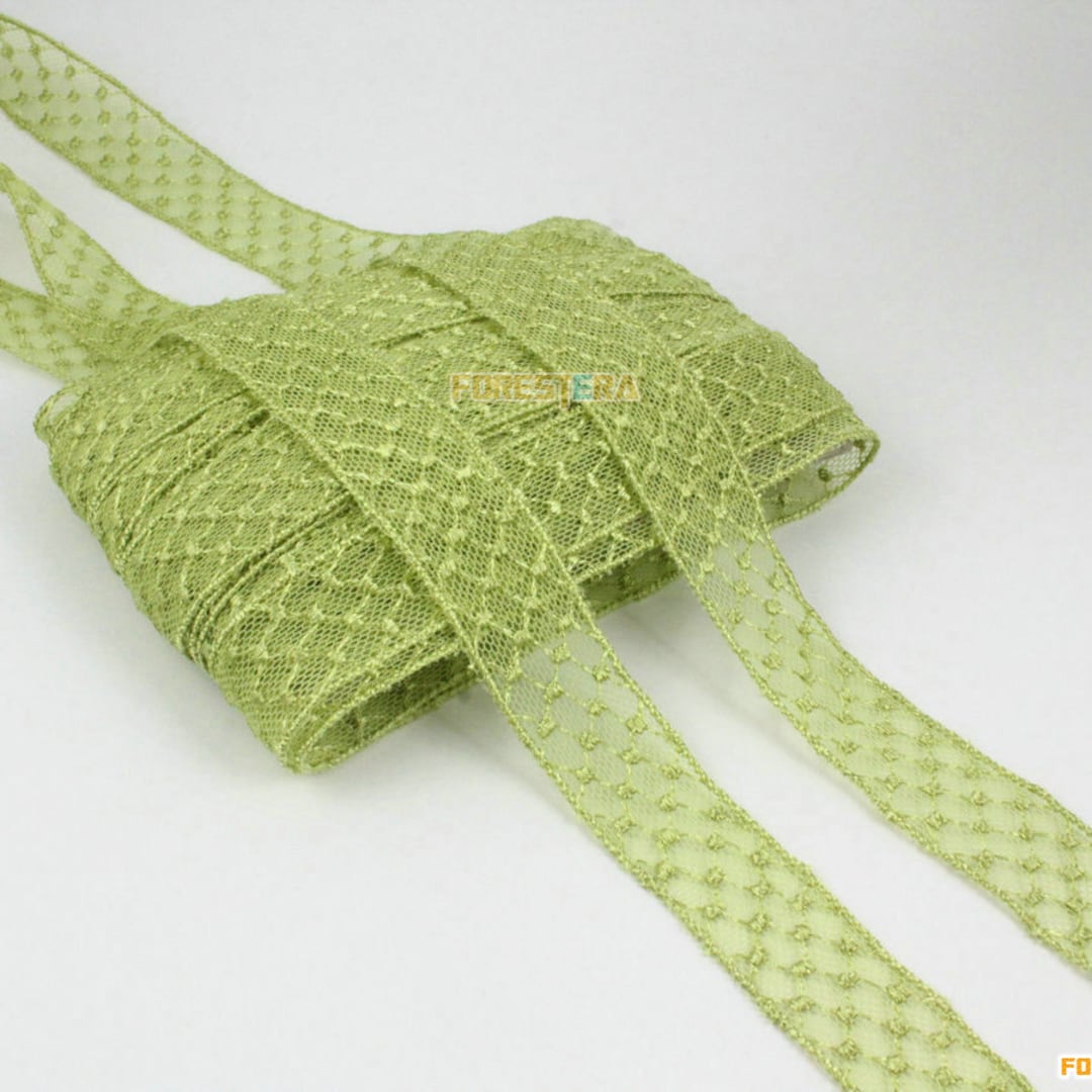 Terylene Lace Trim Green Floral Lace Ribbon Green Lace Trim 1.9cm Width ...