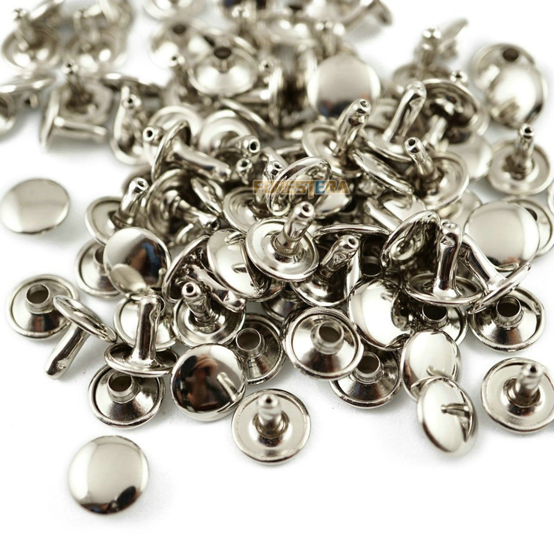 Size: 10*8mm Silver Double Cap Round Rapid Rivet Punk Rock Leathercraft ...