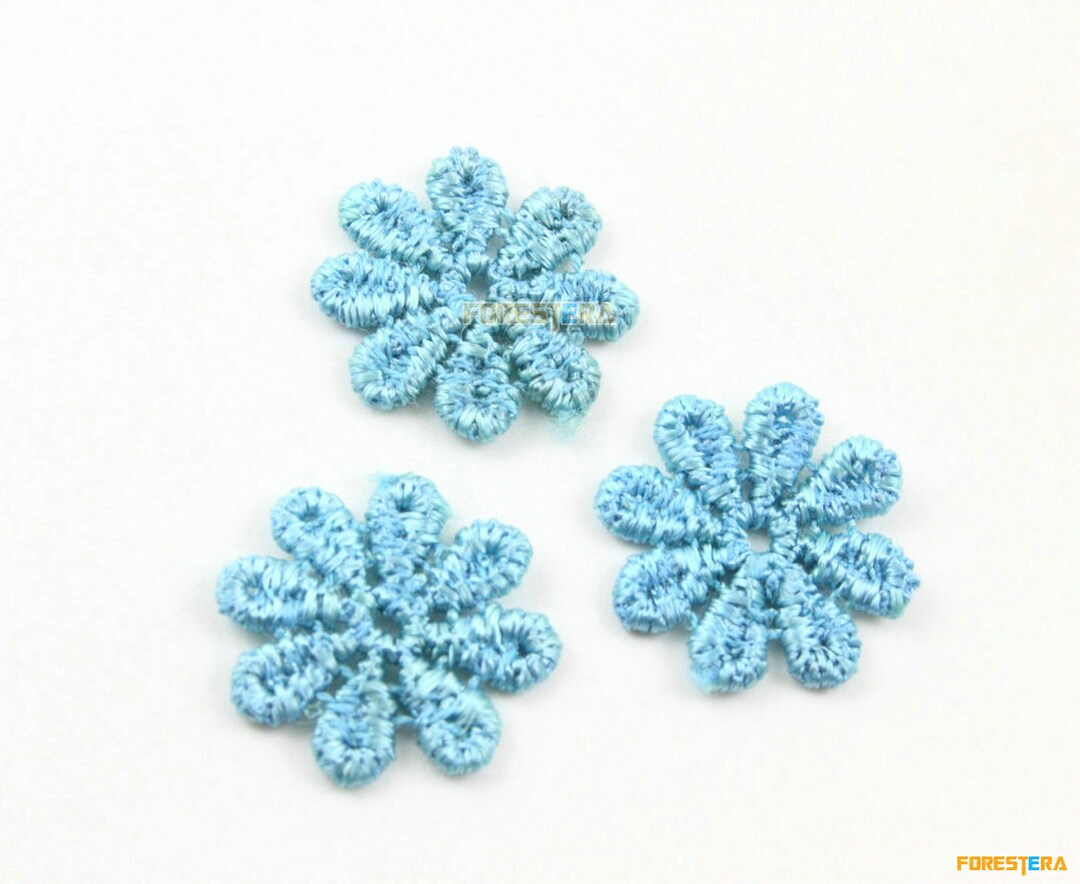 25 Pieces Flower Lace Applique Blue Terylene Embroidered Lace Patch 1 ...