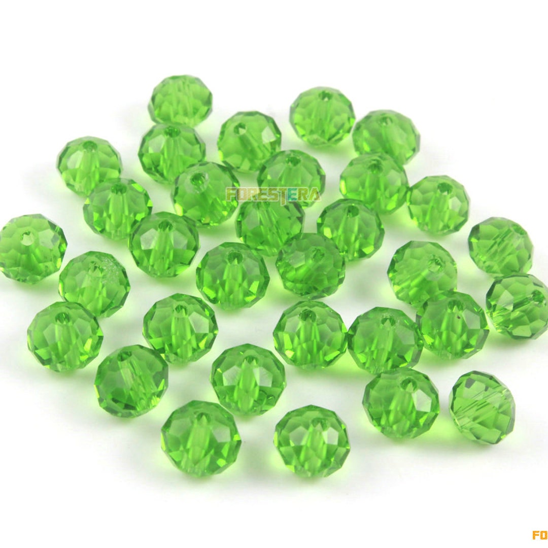 7.5mm Green Faceted Bead Green Faceted Glass Bead for Jewelry (BEAD-A16 ...