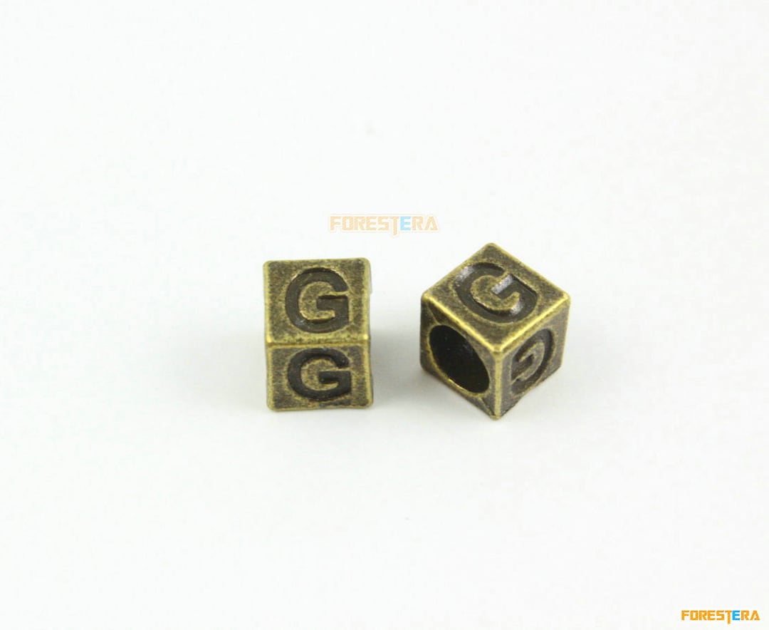 30pcs Antique Brass Square Letter G Bracelet Bead Letter G Chain Bead ...