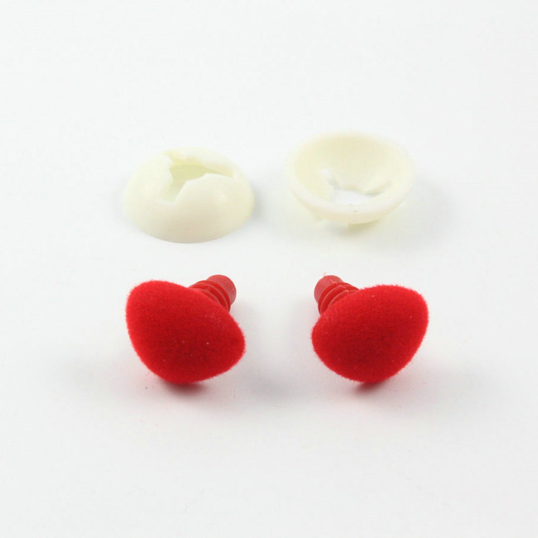 60 Pieces 15mm Red Fuzzy Flock Nose , Safety Animal Doll Nose, Teddy ...