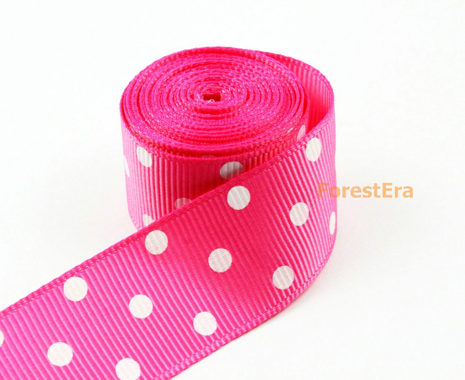 2 Yards 7/8 Inch Pink Polka Dot Printed Ribbon Hair Ribbon - Etsy
