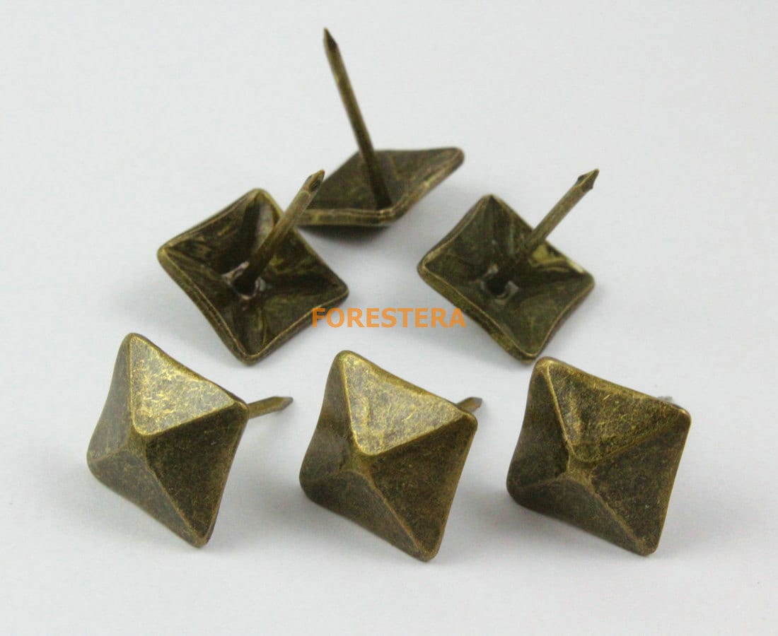 100pcs 14mm Antique Brass Square Upholstery Tacks Nails TN42 - Etsy