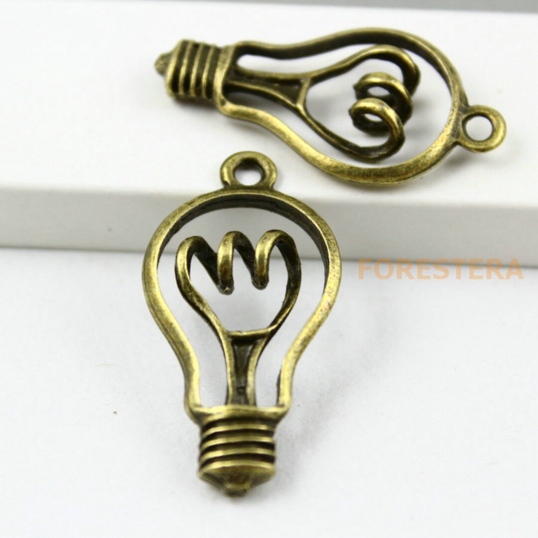 10pcs Antique Brass Light Bulb Charms Light Bulb Pendants 29x18mm ...