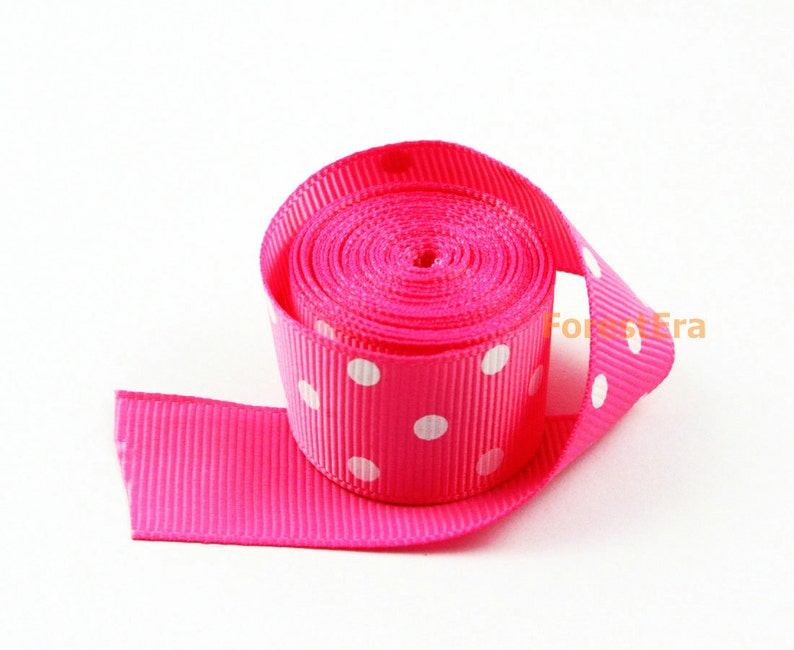 2 Yards 7/8 Inch Pink Polka Dot Printed Ribbon Hair Ribbon - Etsy