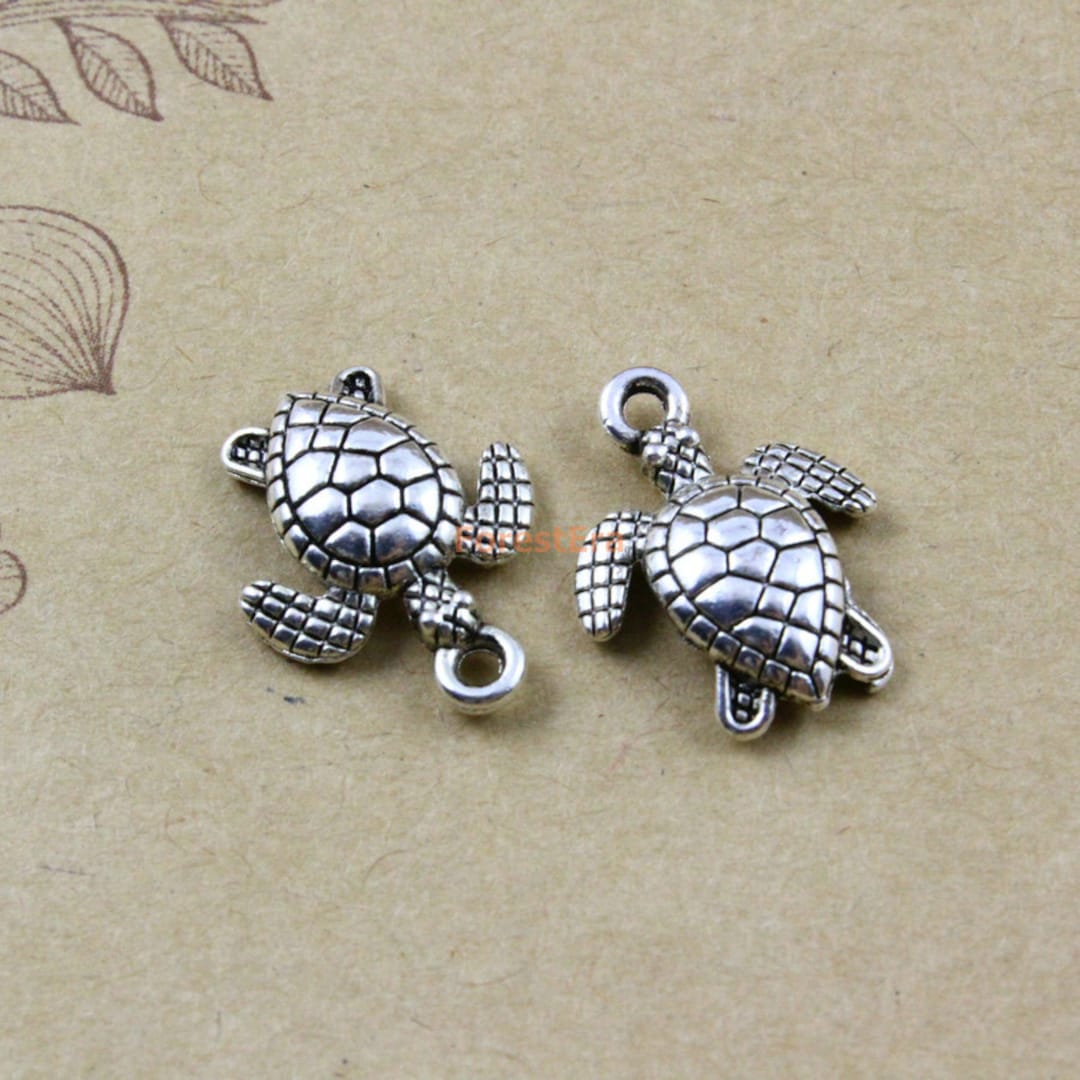 30pcs Antique Silver Sea Turtle Charm Sea Turtle Pendant 16x13mm ...
