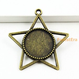 10pcs Antique Brass Star Cabochon Base Setting Charm Pendant 41x39mm ...