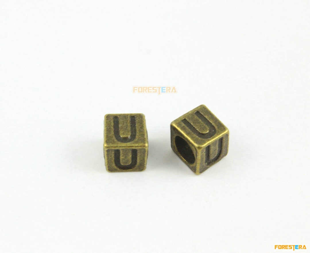 30pcs Antique Brass Square Letter U Bracelet Bead Letter U Chain Bead ...
