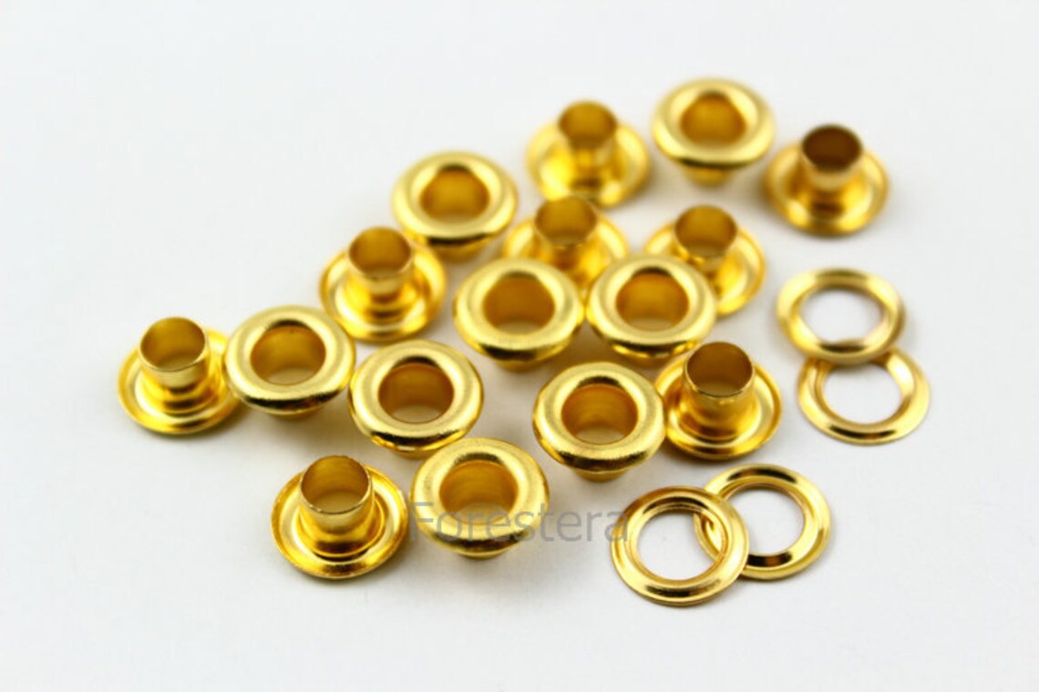 300pcs 9mm Gold Round Grommet Eyelet - 9mm X 4.5mm X 5mm OD * ID ...