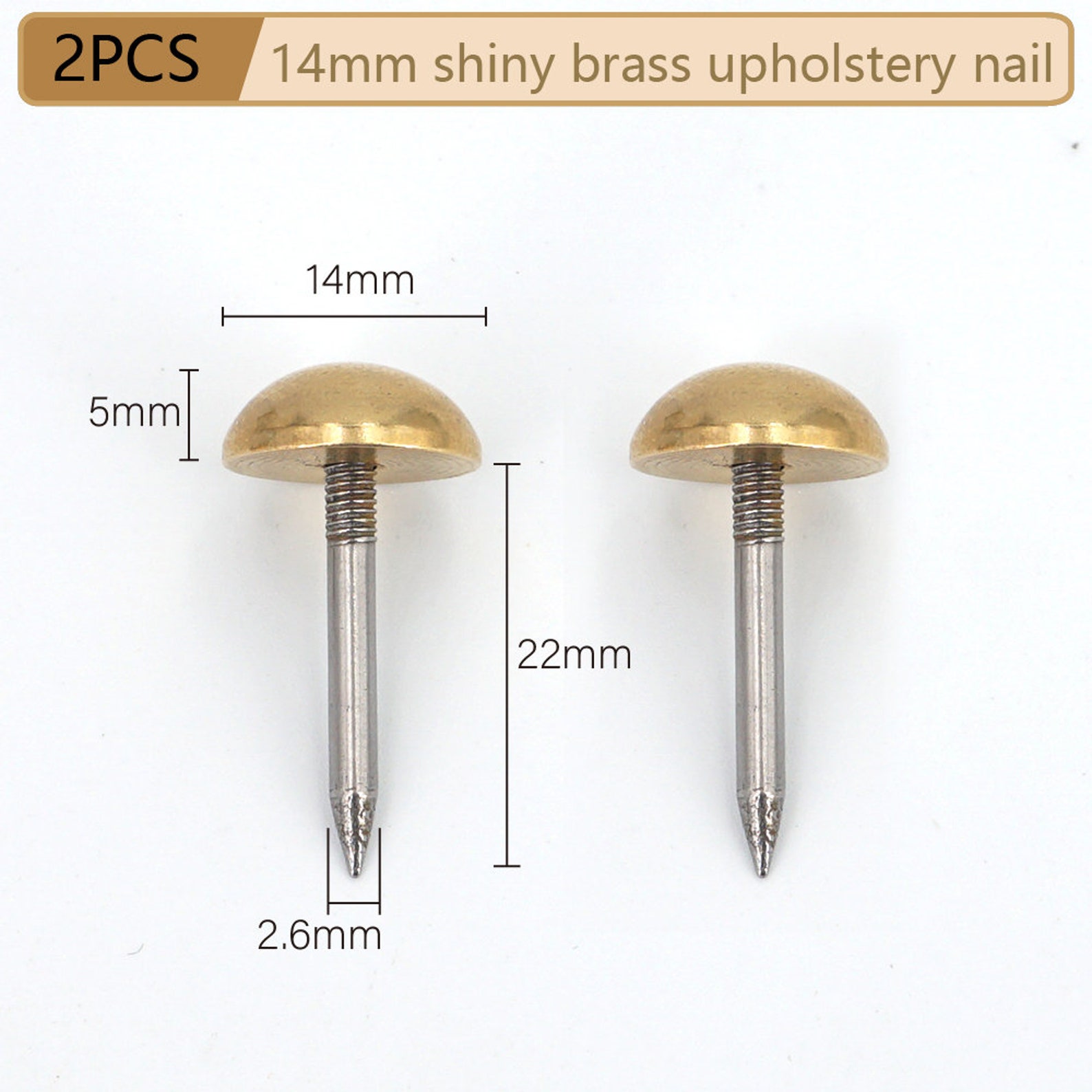 Solid Brass Upholstery Tack Decorative Nail Shiny Brass Color Jewelry ...