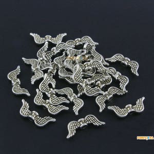 50pcs Antique Silver Wing Bead Wing Charm Wing Bracelet Bead Wing ...