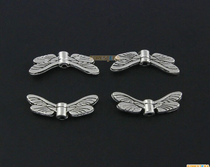 50pcs Antique Silver Wing Bead Wing Charm Wing Bracelet Bead Dragonfly ...