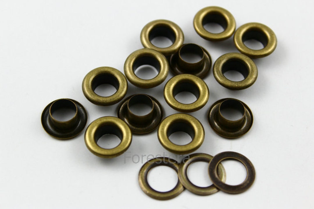 200pcs 13mm Antique Brass Round Grommet Eyelet - 13mm X 7mm X 5.5mm OD ...