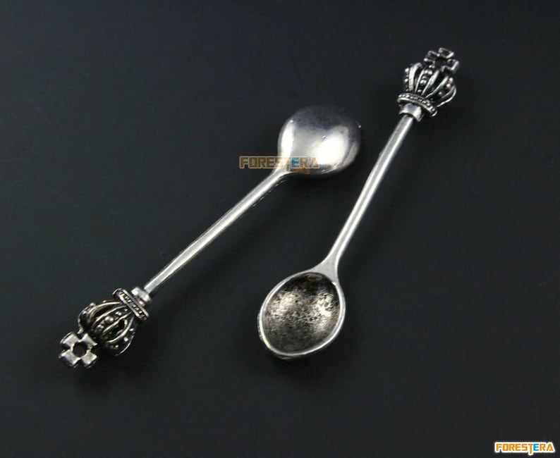 10pcs Antique Silver Crown Spoon Charm Crown Spoon Pendant - Etsy