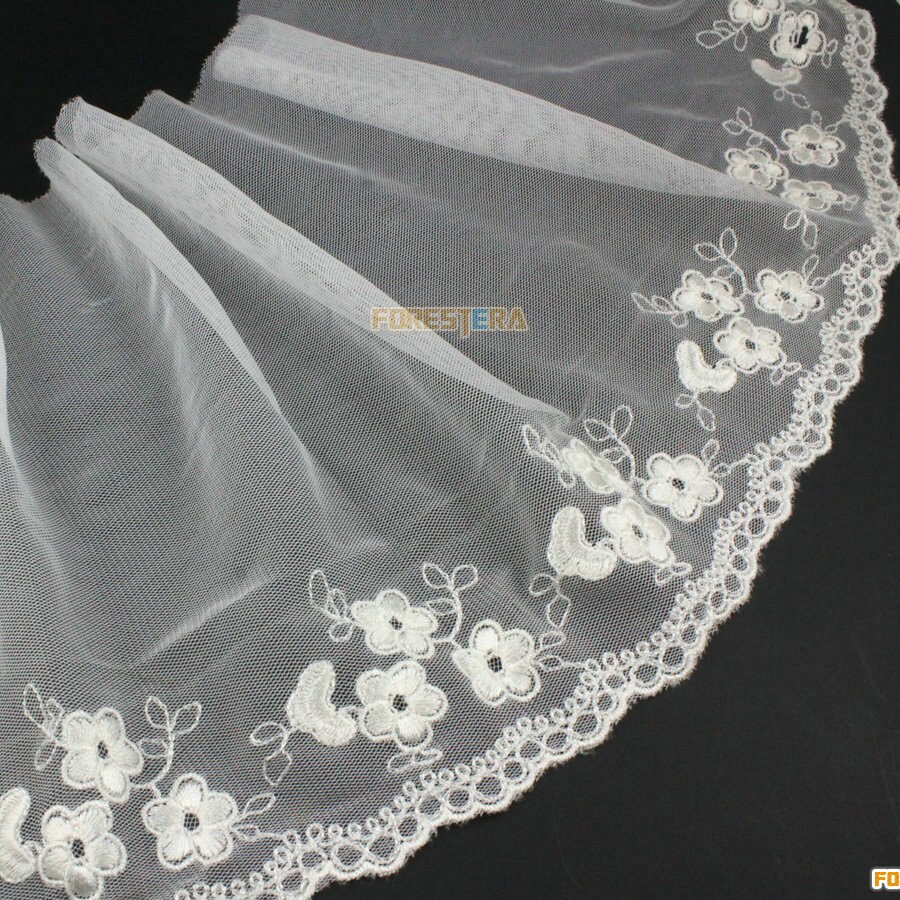 Terylene Lace Trim White Tulle Lace Trim Floral Embroidery Lace Trim 19 ...