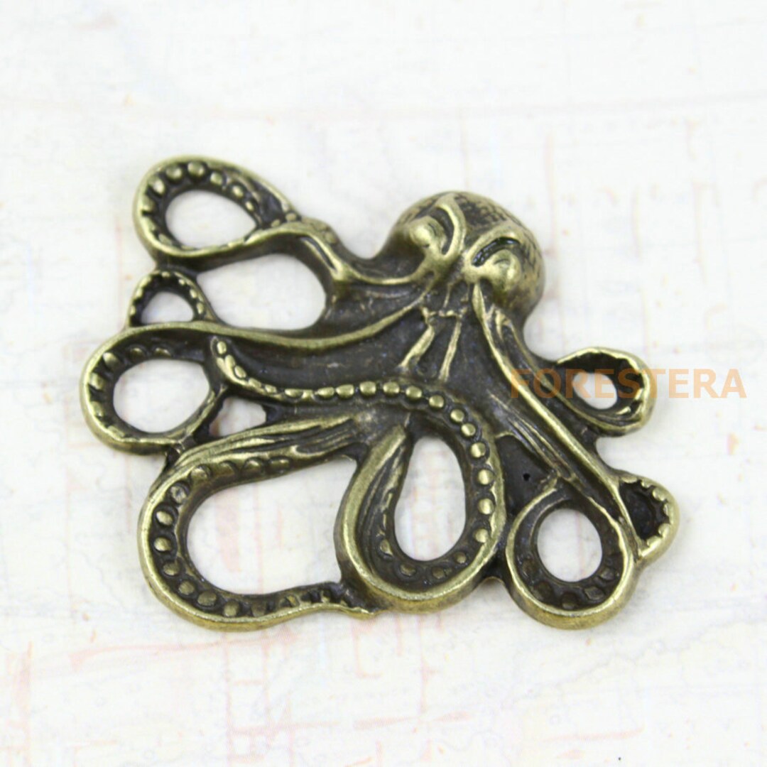 5pcs Antique Brass Octopus Charm Octopus Pendant Octopus Connector ...