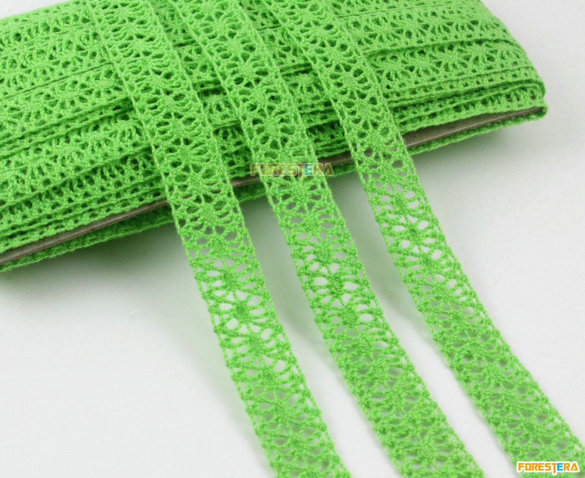 Cotton Lace Trim Green Floral Lace Ribbon 1.2cm Width -- 5 Yards ...
