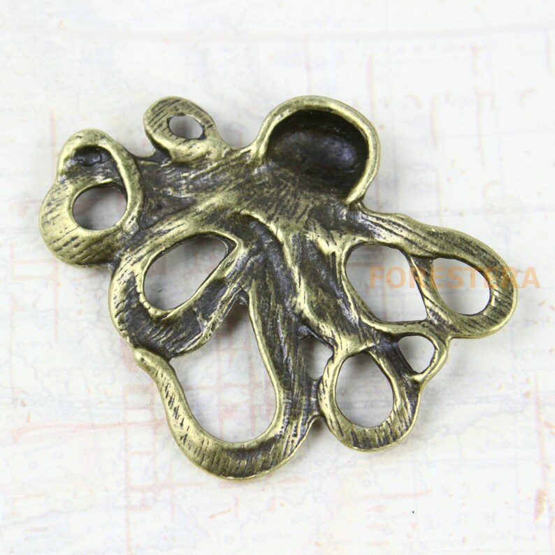 5pcs Antique Brass Octopus Charm Octopus Pendant Octopus Connector ...