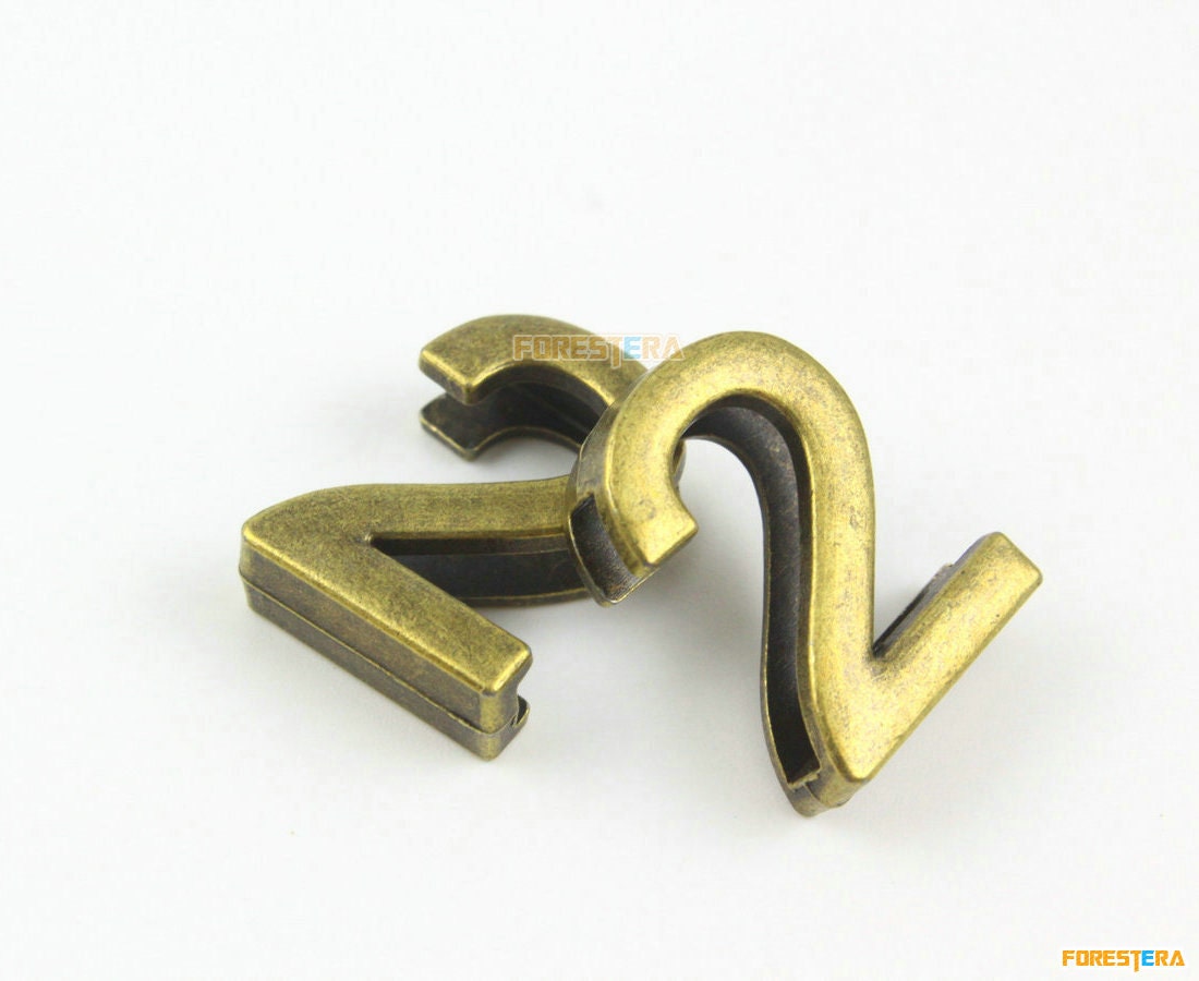 20pcs Antique Brass Number 2 Bracelet Bead Number 2 Chain Bead 18.5mm ...