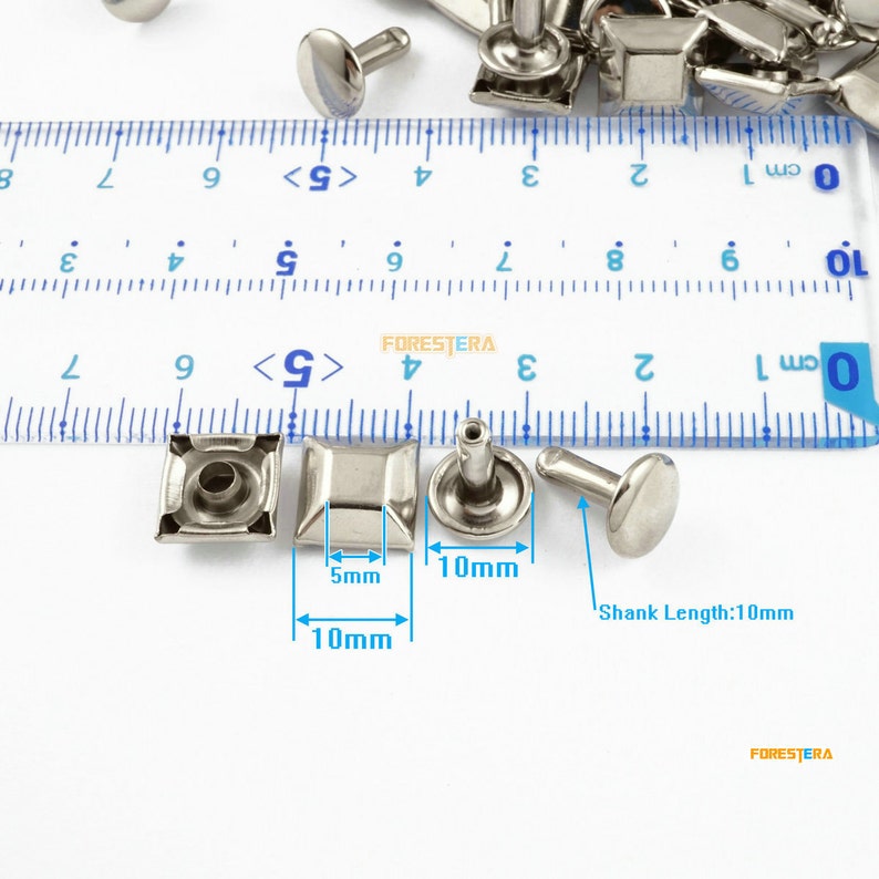 10mm Silver Ladder Square Pyramid Double Cap Rapid Rivet Punk Rock ...