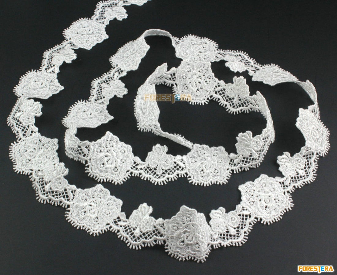 Terylene Lace Trim White Floral Lace Ribbon Flower Lace Trim 2.8cm ...
