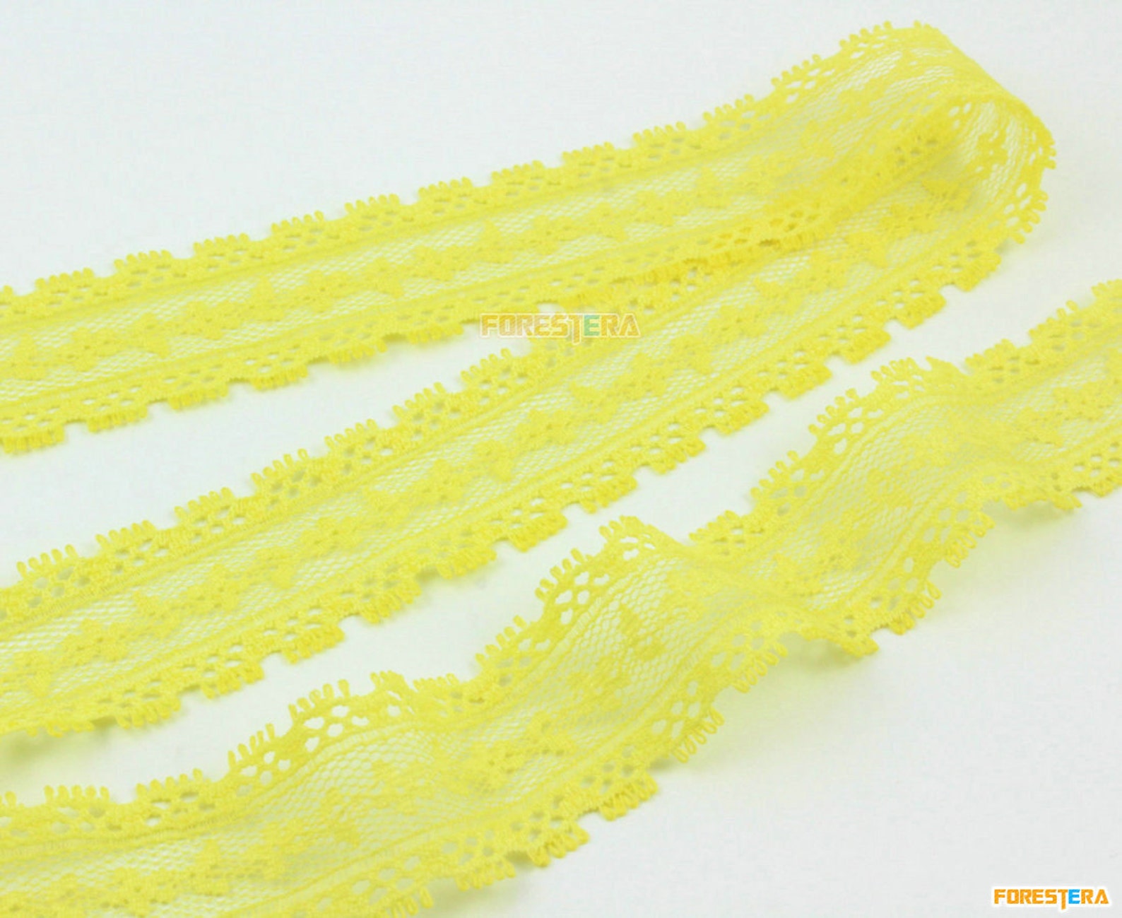 Terylene Lace Trim Yellow Floral Lace Ribbon Yellow Lace Trim 2.5cm ...