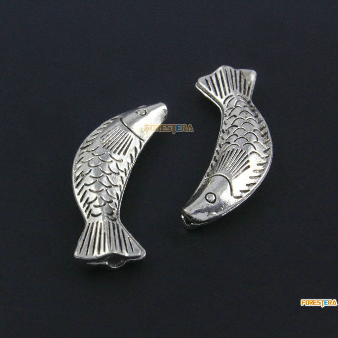 10pcs Antique Silver Fish Bracelet Bead Fish Chain Bead Fish Bead ...