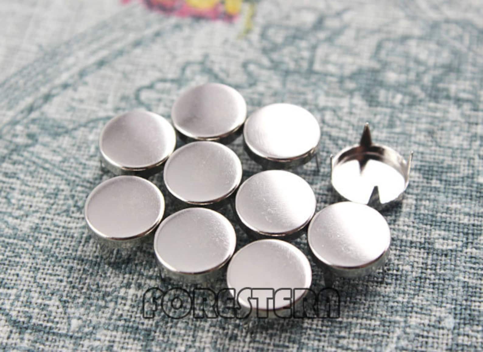 50Pcs 10mm Silver Flat Round Studs Metal Studs SFR10 | Etsy