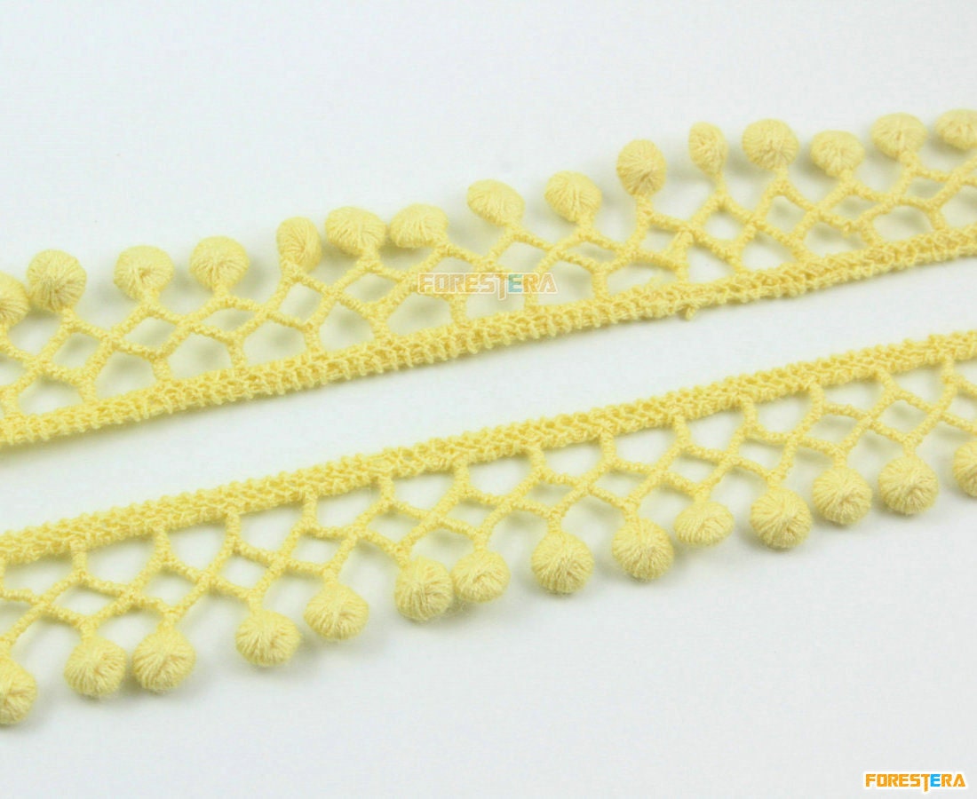 Cotton Lace Trim Yellow Dot Lace Ribbon Yellow Lace Trim 1.5cm Width ...