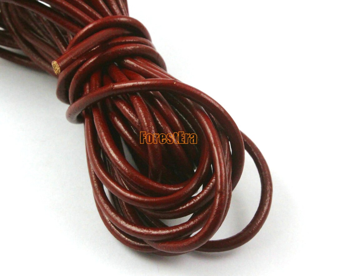 5 Yards 3mm Leather Cord Wine Red Leather Belt Round Leather Cord ...