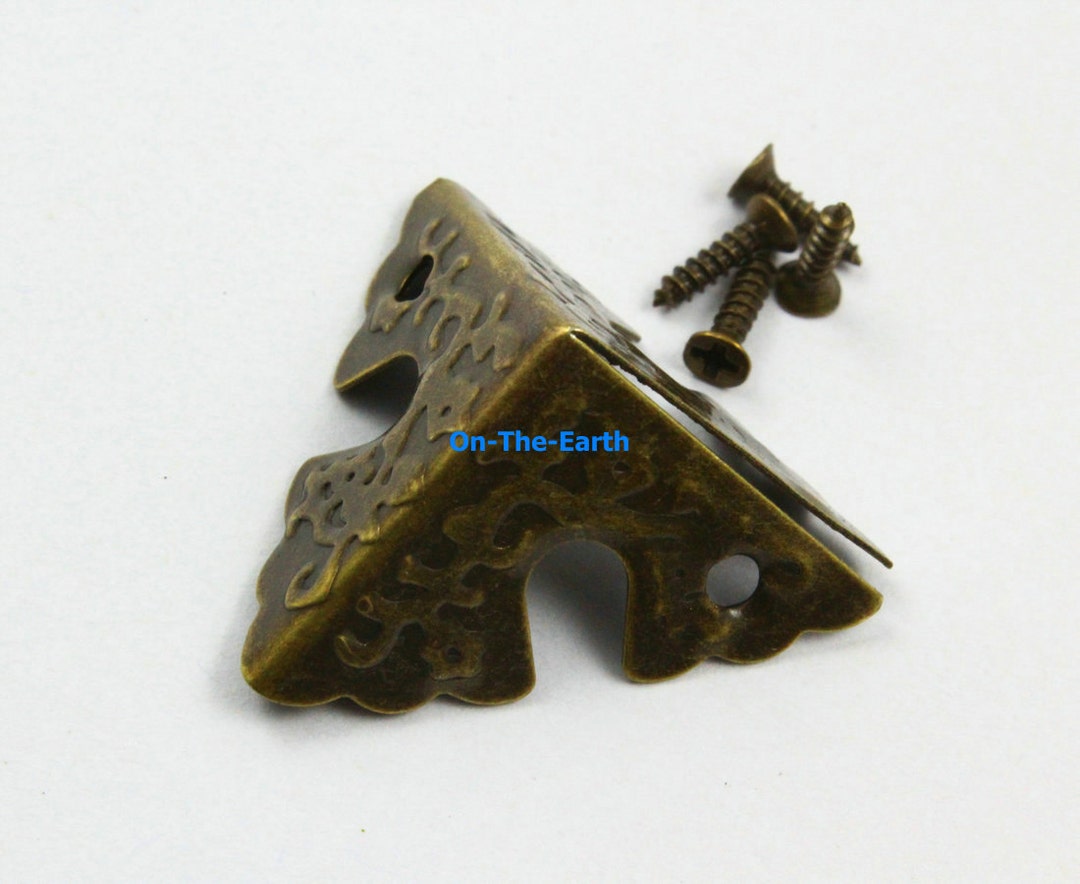 4pcs Antique Brass Jewelry Box Corner Decoration Corner Protection 25mm ...