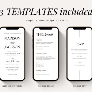 Electronic Digital Wedding Invitation Canva Template Package - Etsy