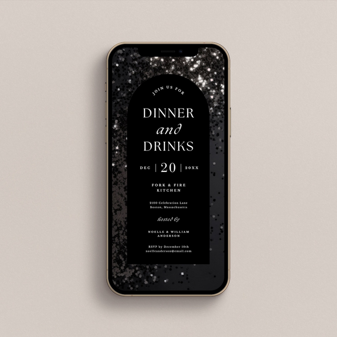 Electronic Dinner Party Invitation Canva Template Shareable - Etsy