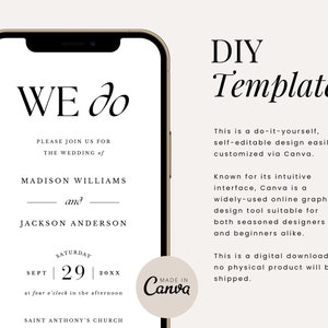 Electronic Digital Wedding Invitation Canva Template Package Shareable ...